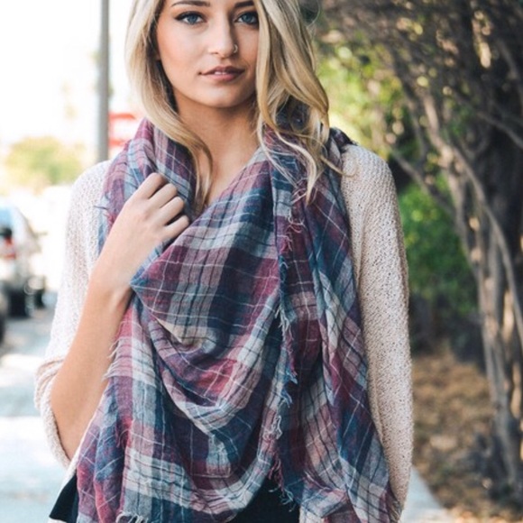 Accessories | New Faded Plaid Boho Chic Scarf | Poshmark
